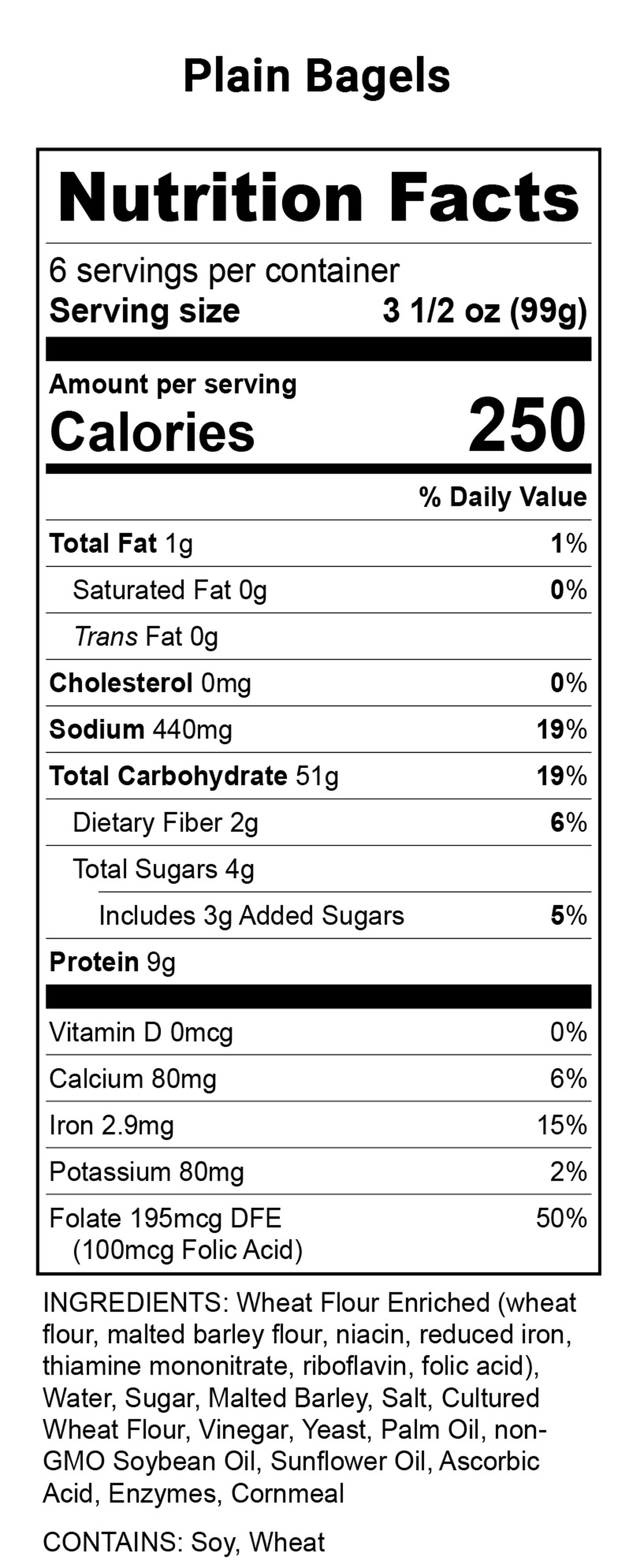 Zabar's Bagels - Nutrition Facts