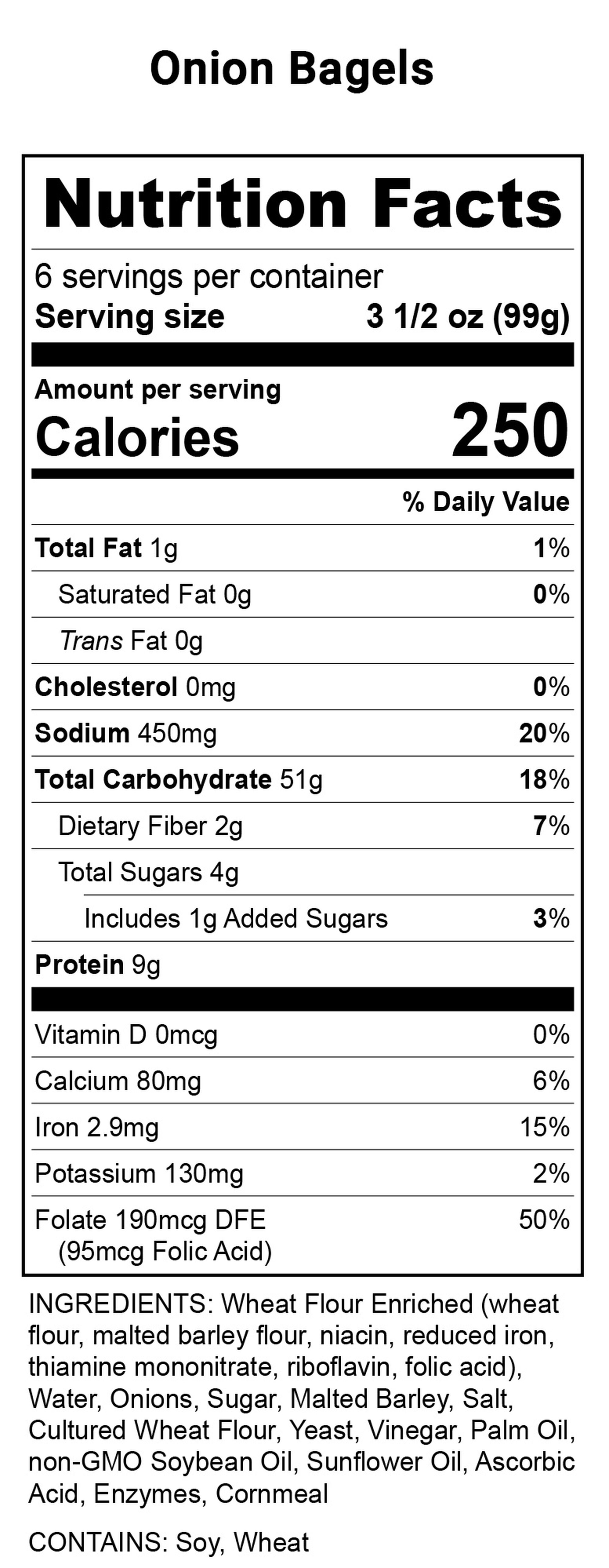 Zabar's Bagels - Nutrition Facts